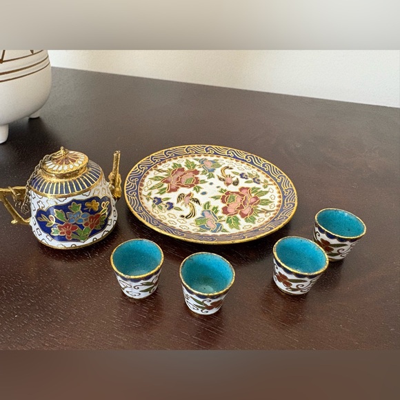 Vintage | Accents | Vintage Chinese Enamelware Cloisonne Miniature Tea ...